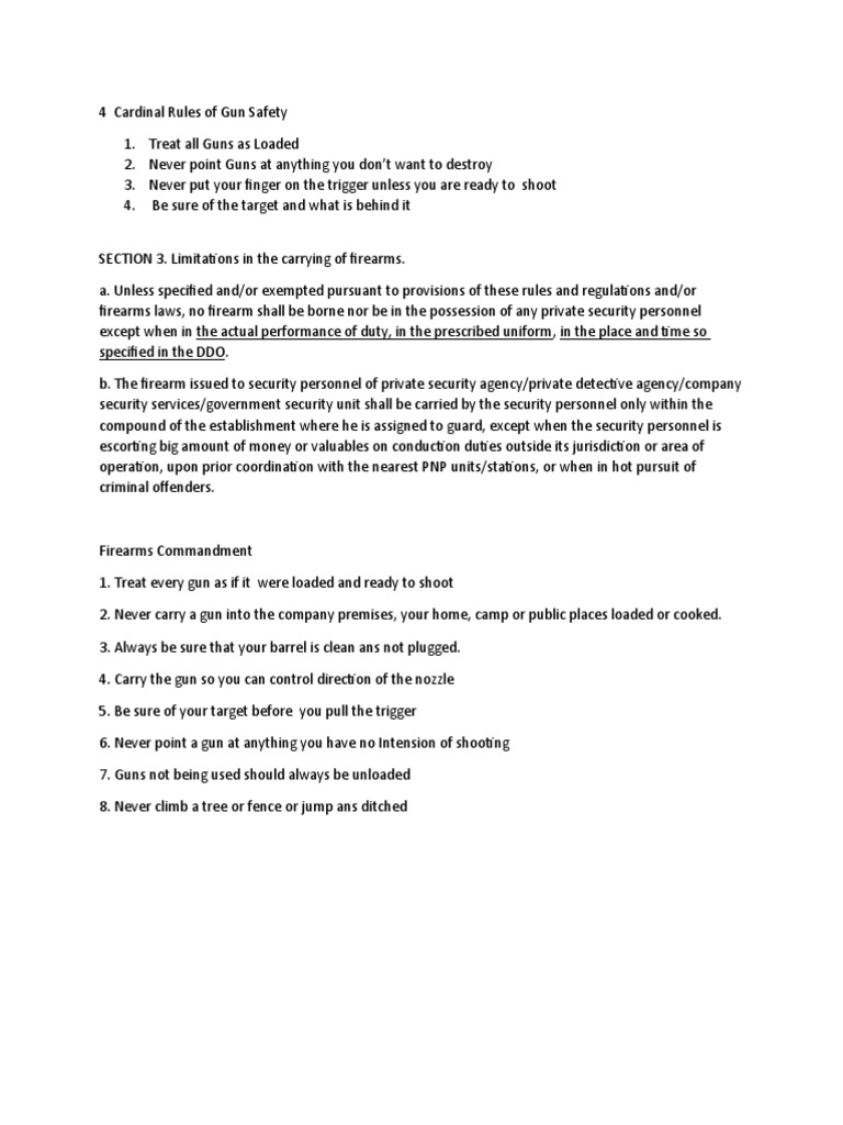 4 Cardinal Rules of Gun Safety | PDF