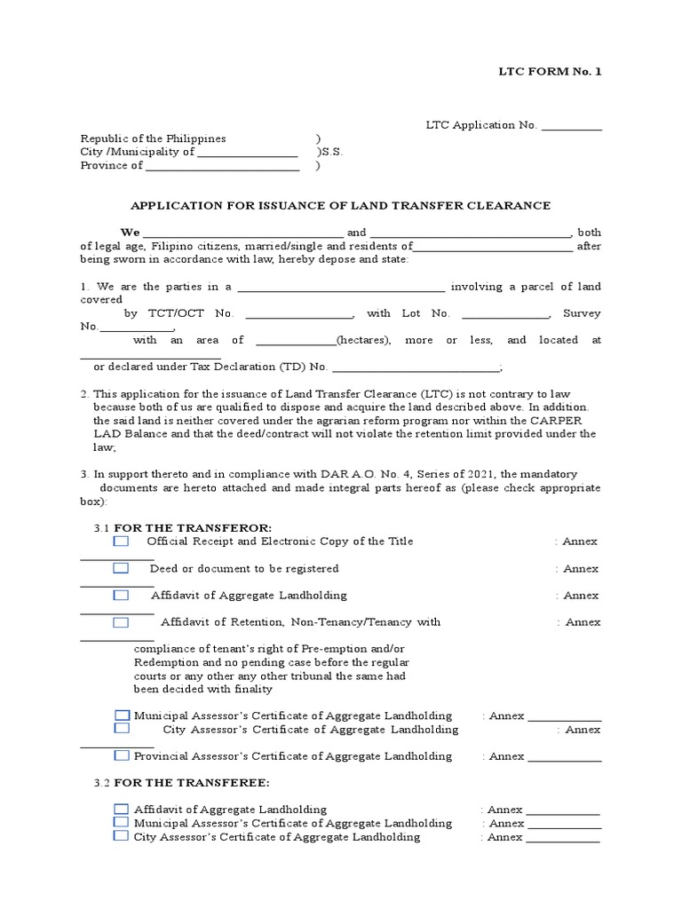 Application-Land Transfer Clearance | PDF