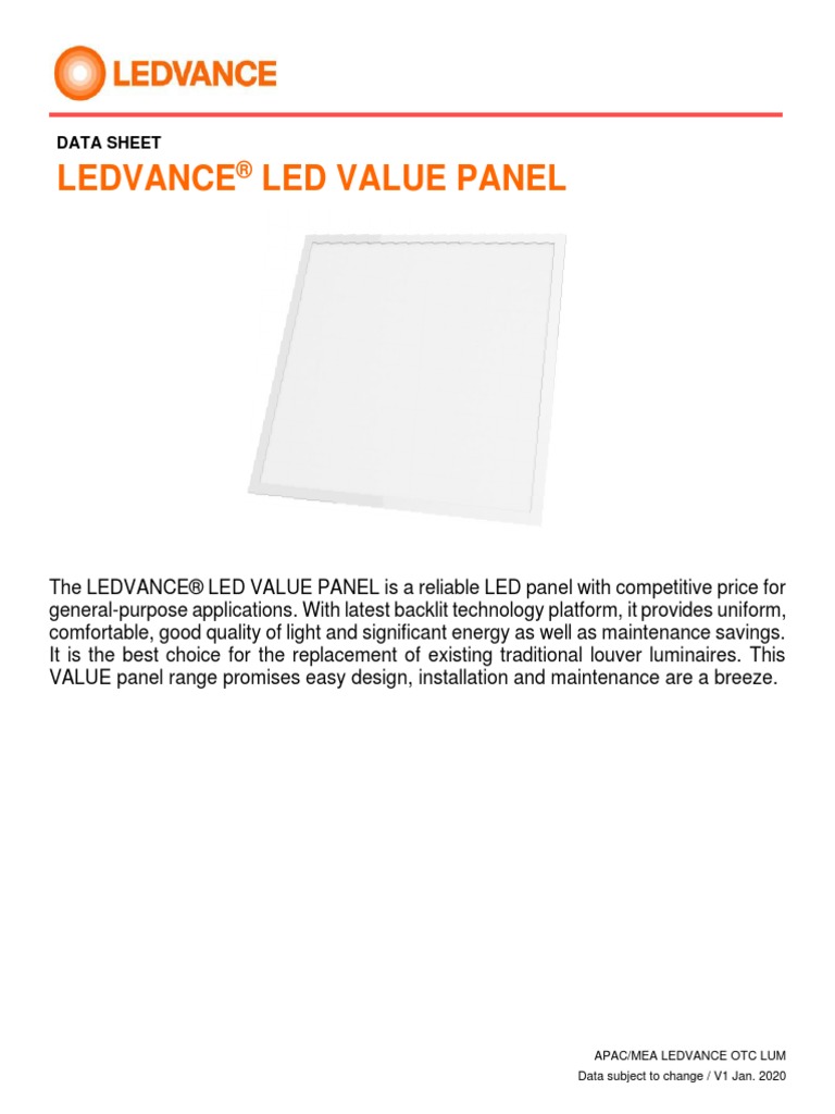 60x60 LIGHT, 36W, 4000LM, 6500K - LEDVANCE | PDF
