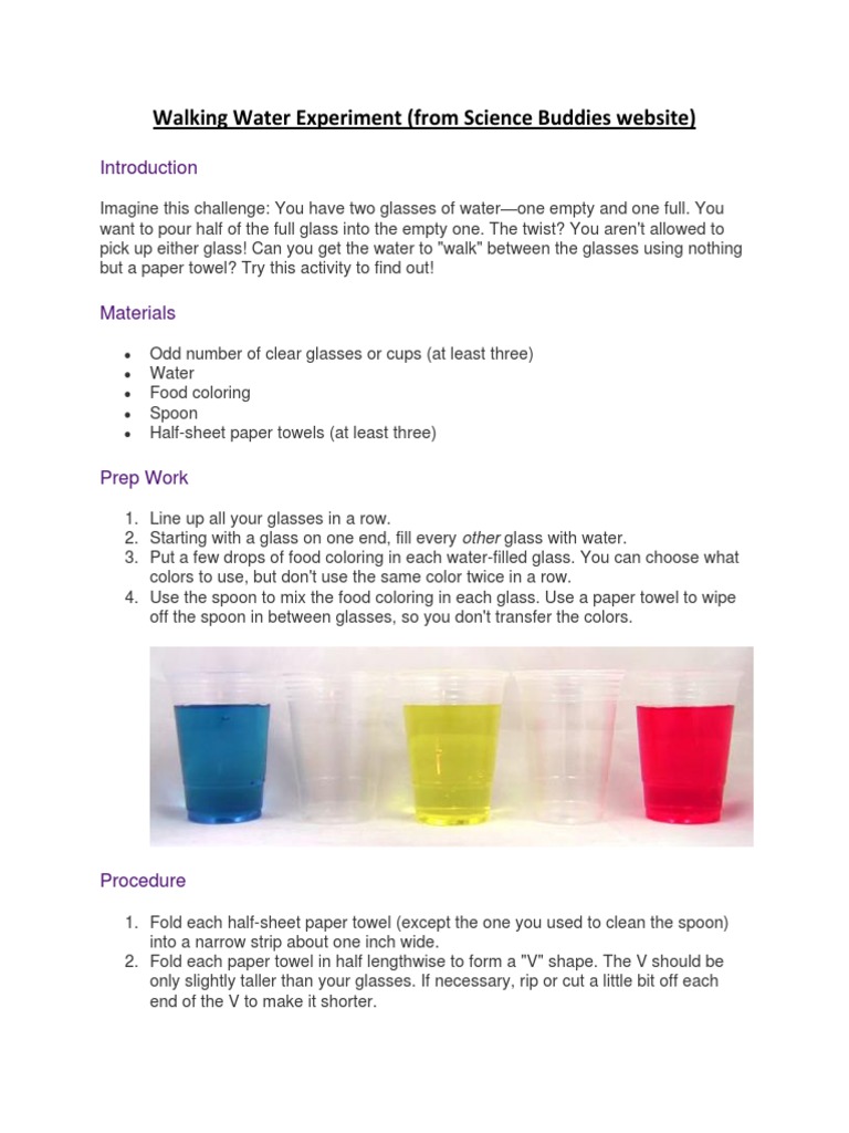 Science Enrichment - Walking Water Experiment - Grade 3-9 | Download ...