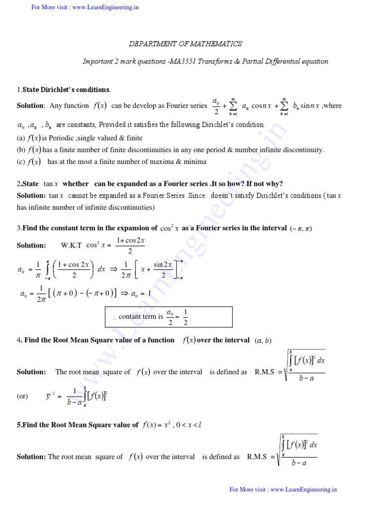 MA3351 QB 2Mark- By LearnEngineering.in | PDF