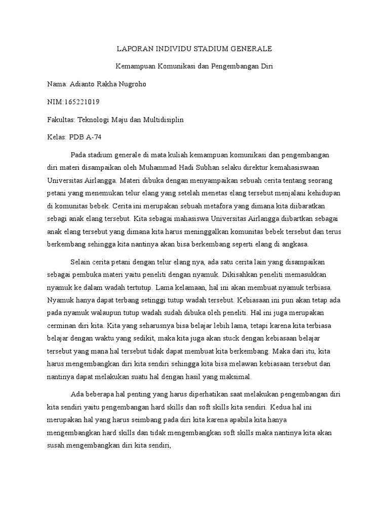 Laporan Individu Stadium Generale | PDF