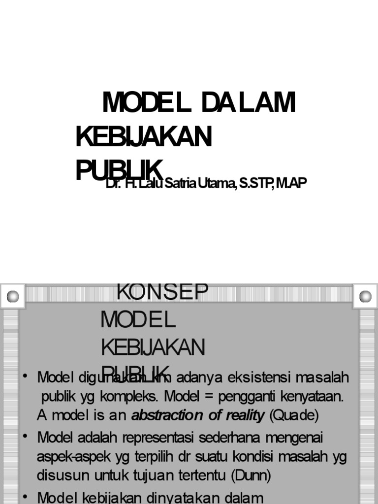 Model Kebijakan Publik dan Karakteristiknya | PDF | Karier ...