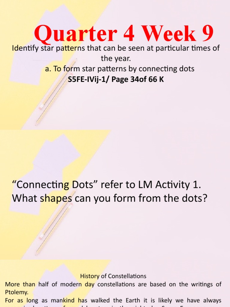 SCIENCE 5 PPT Q4 W9 - Identify Star Patterns That Can Be Seen at Particular Times of The Year ...