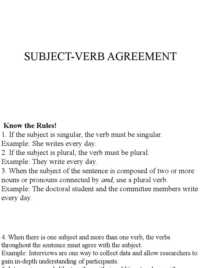 SUBJECT-VERB AGREEMENT | PDF | Grammatical Number | Plural