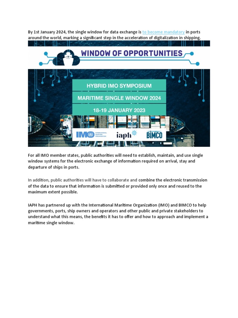 Maritime Single Window Guide | PDF | Ships | Business