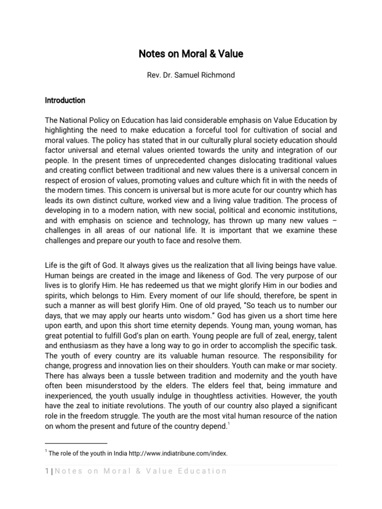 Importance of Moral Values in Education | PDF | Morality | Forgiveness