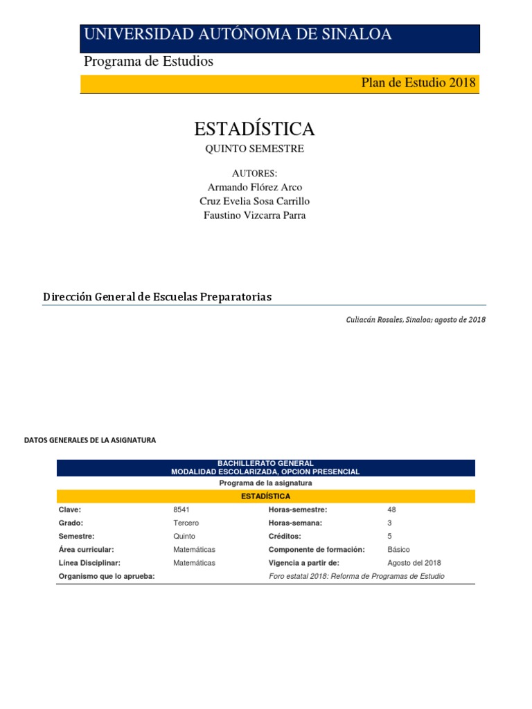 Programa Estadistica 2018 | PDF | Crecimiento personal y profesional | Negocios