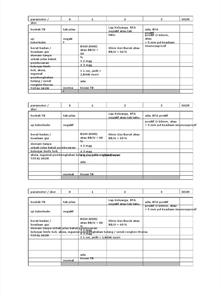 PDF Form Skoring TB Anak | PDF