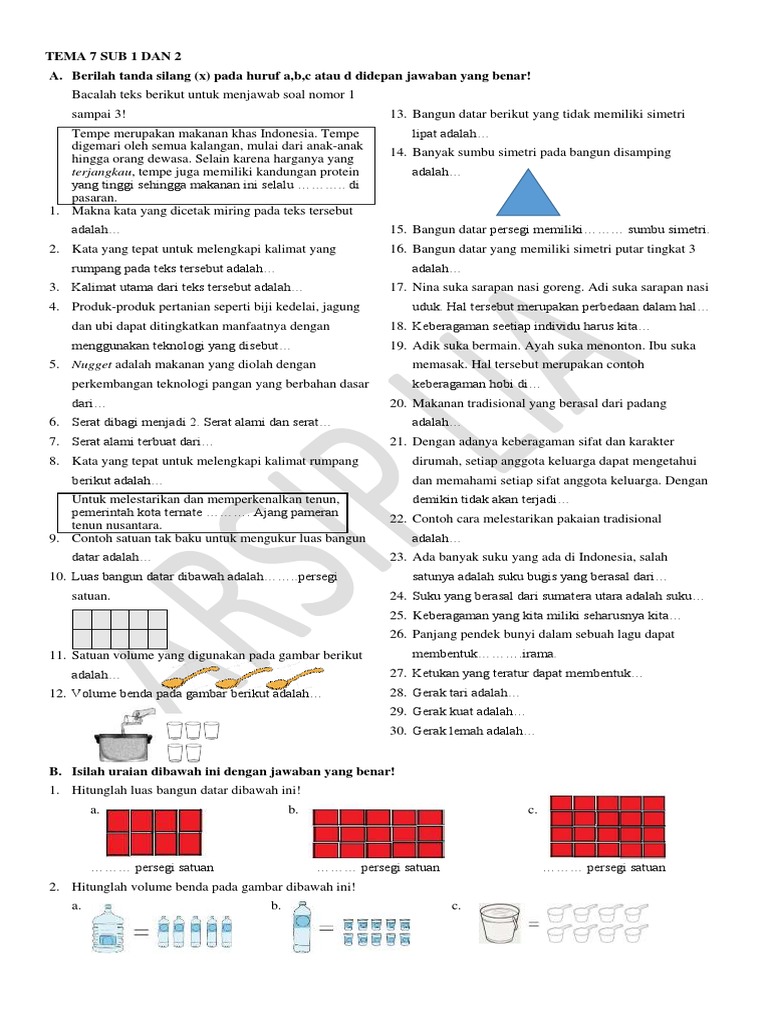 Kisi-Kisi Soal Uas Sem 2 KLS 3 | PDF