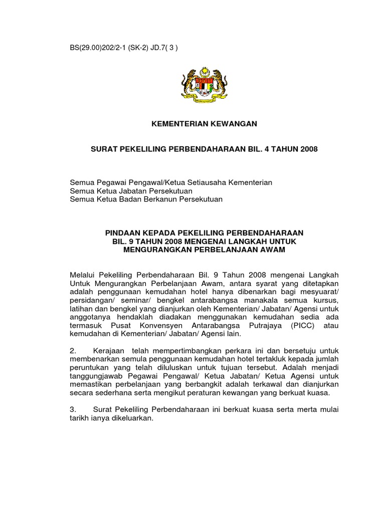 Surat Pekeliling Perbendaharaan Bil. 4 Tahun 2008 - Pindaan Kepada ...