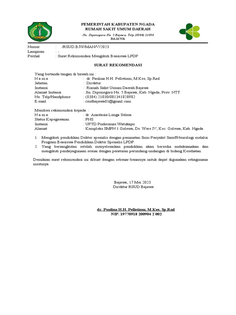 Surat Rekom Direktur | PDF