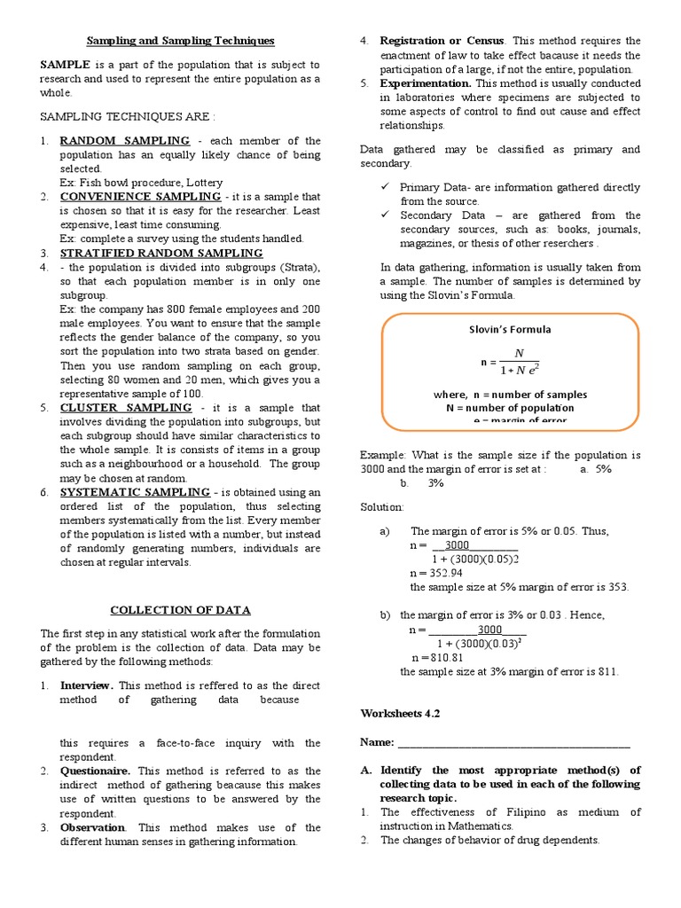 Sampling and Sampling Techniques | PDF | Sampling (Statistics) | Science Sampling and Sampling Techniques | PDF | Sampling (Statistics) | Science