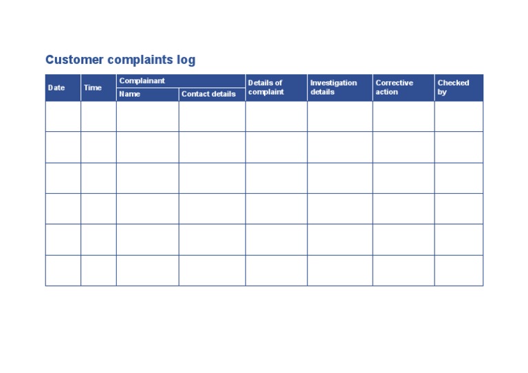 Customer Complaints Log | PDF