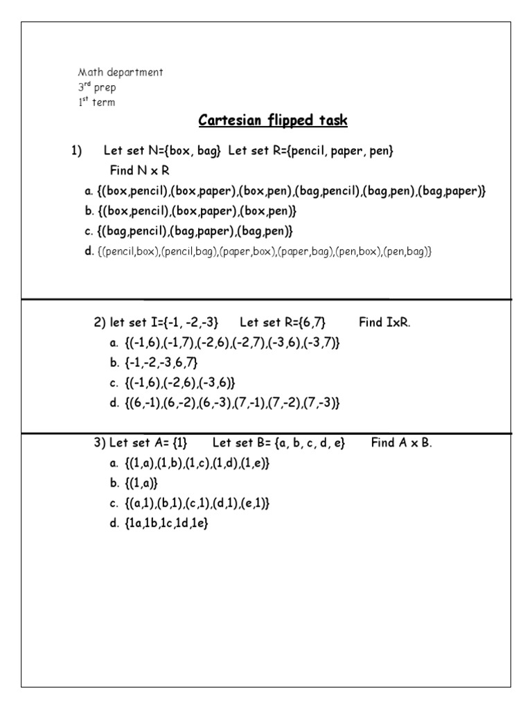 Cartesian Product Flipped Task | PDF Cartesian Product Flipped Task | PDF
