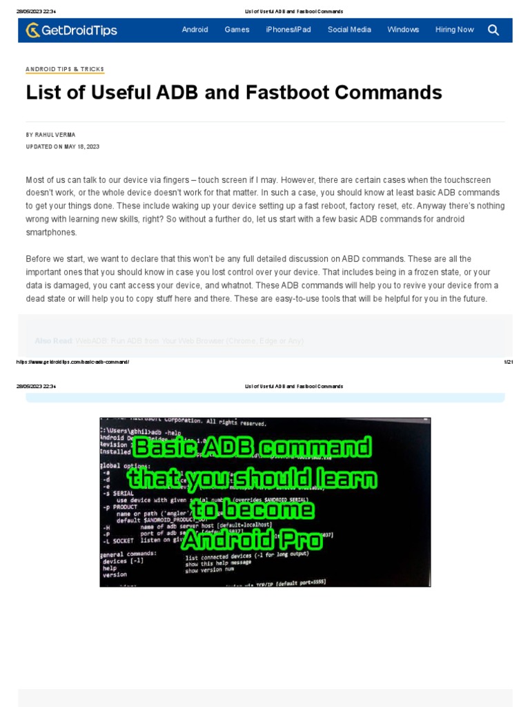 List of Useful ADB and Fastboot Commands | PDF | Booting | Android (Operating System)
