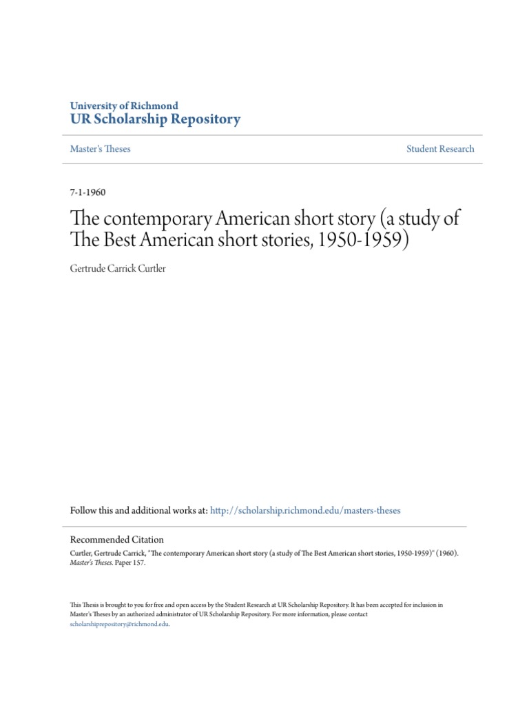 The Contemporary American Short Story A Study of The Best Americ | PDF ...