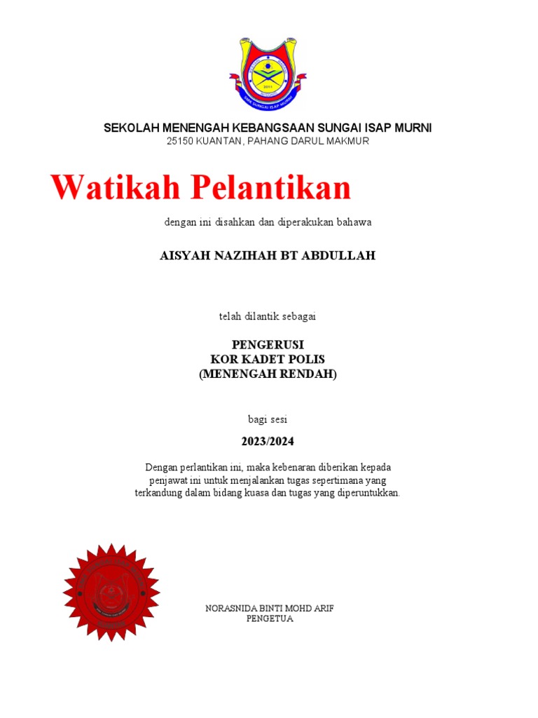 SIJIL WATIKAH 2022 Terbaru | PDF