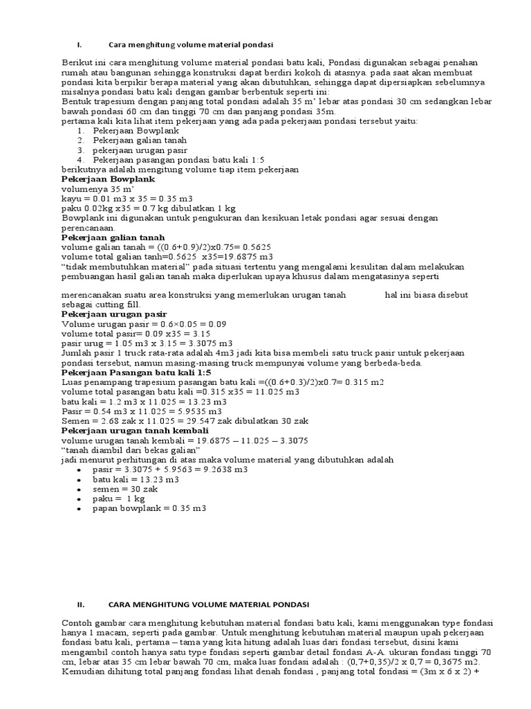 Cara Hitung Volume Proyek | PDF