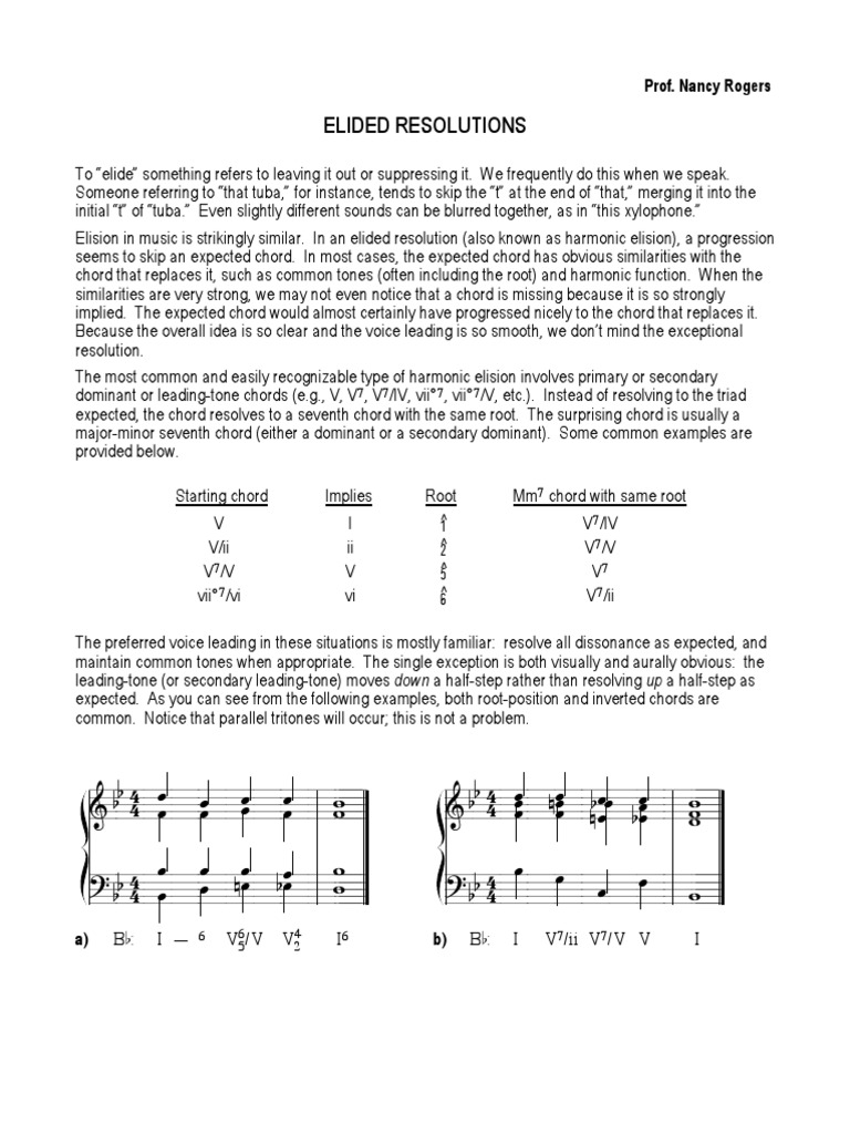 Elided_Resolutions_Handout | PDF | Chord (Music) | Elements Of Music