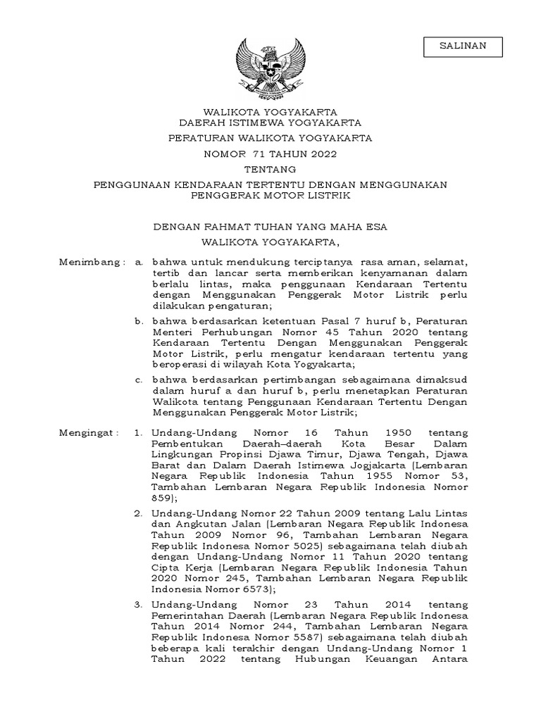 Perwal No 71 Tahun 2022 | PDF
