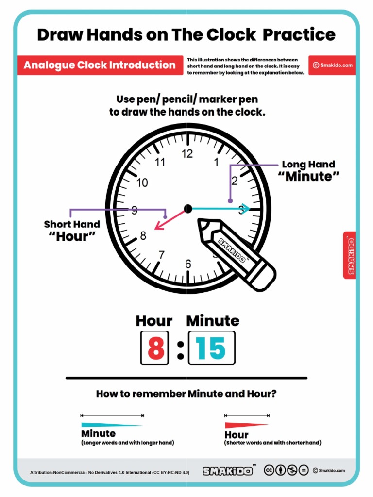 SMK084 - Draw Hand On The Clock - Half Hour Interval - Questions (C1 ...