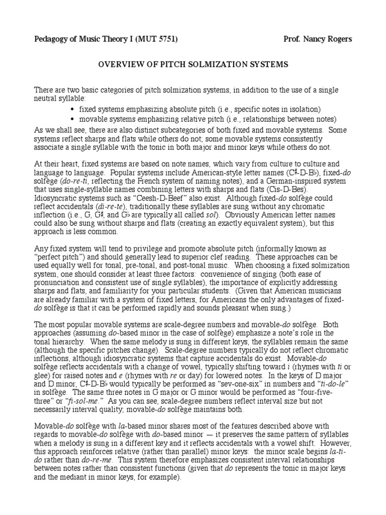 Pitch Solmization Handout | PDF | Language Arts & Discipline | Foreign ...