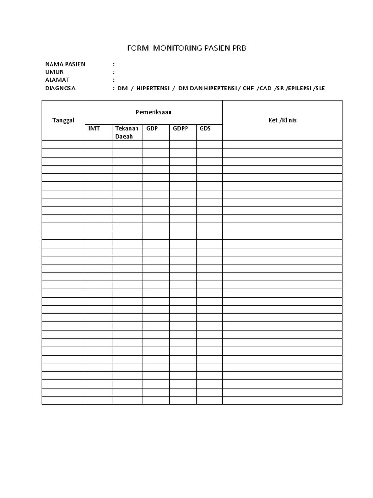 Form Monitoring Pasien PRB | PDF