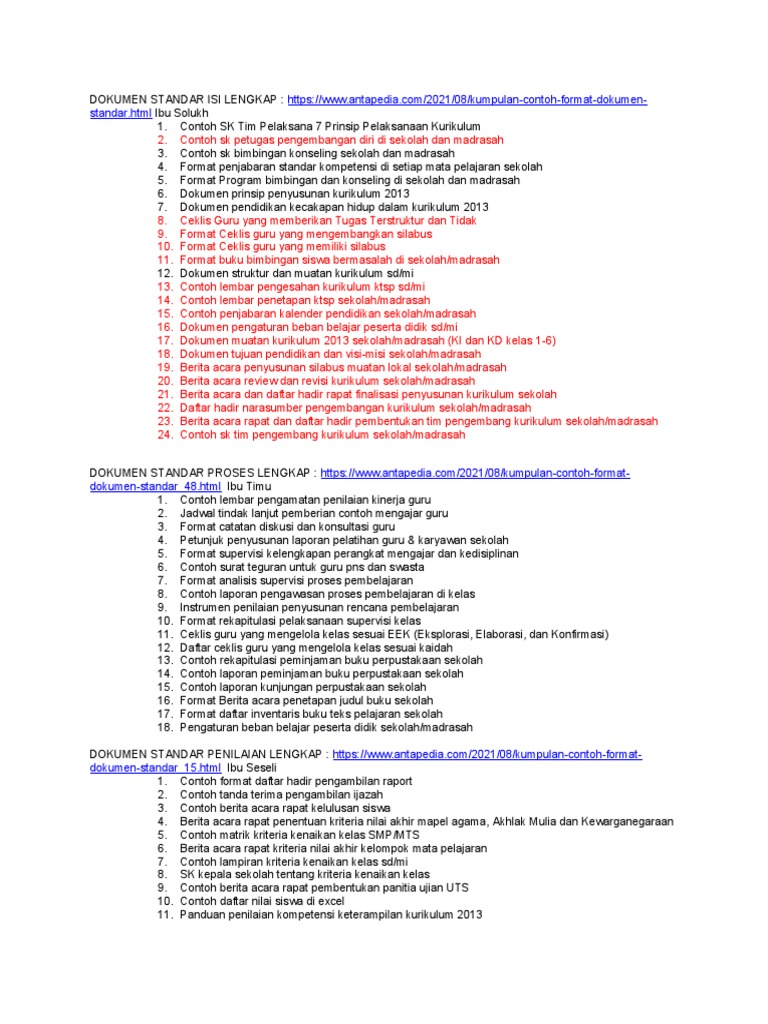 DOKUMEN 8 STANDAR Pendidikan | PDF