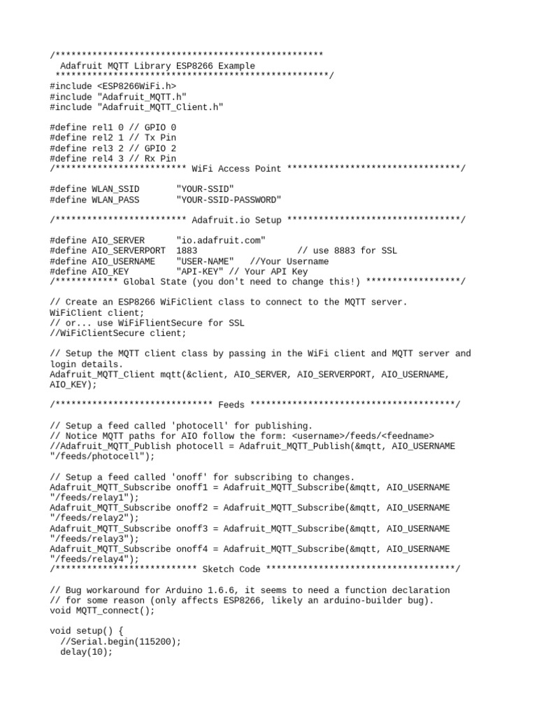 Adafruit Mqtt Library Esp8266 Example Pdf Network Architecture Internet Protocols