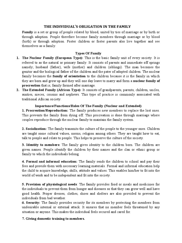 The Individual's Obligation in The Family | PDF | Cost Of Living | Family The Individual's Obligation in The Family | PDF | Cost Of Living | Family