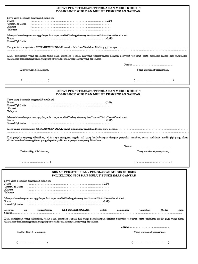 Surat Informed Consent Puskesmas Gantar Poligigi | PDF