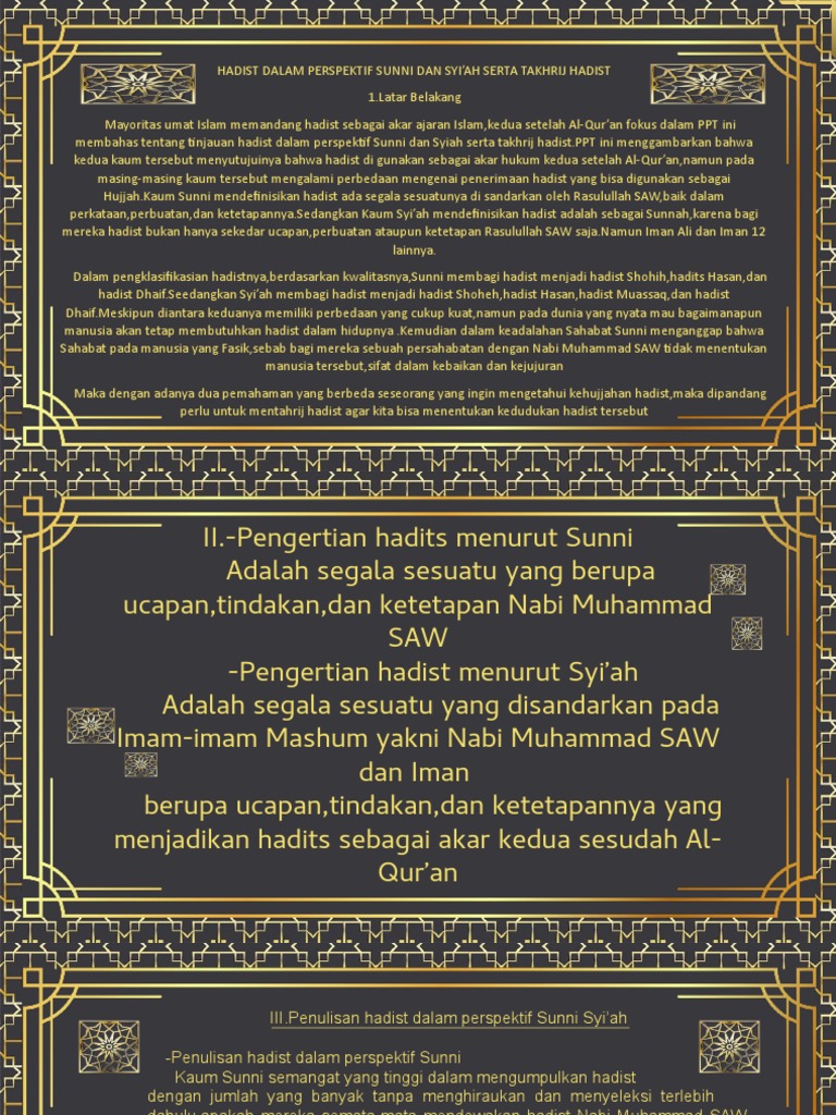 TAKHRIJ HADIST SUNNI DAN SYI'AH-Muhammad Arif Nim 22050700033 | PDF
