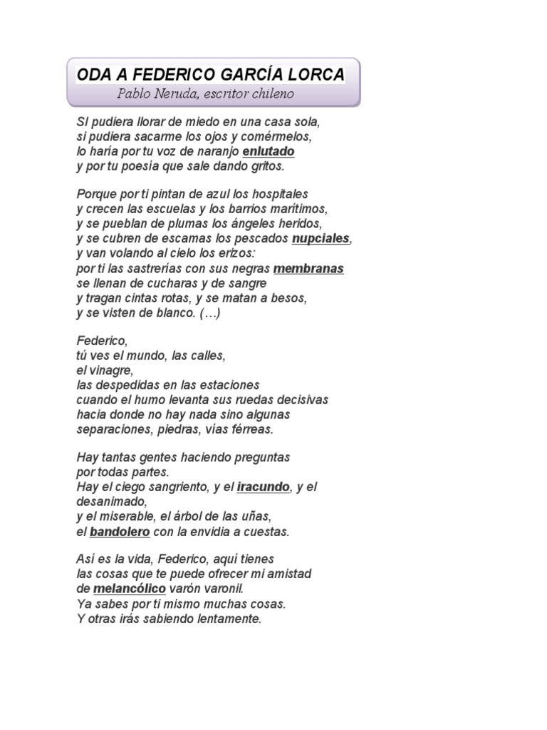 Oda A Federico García Lorca | PDF