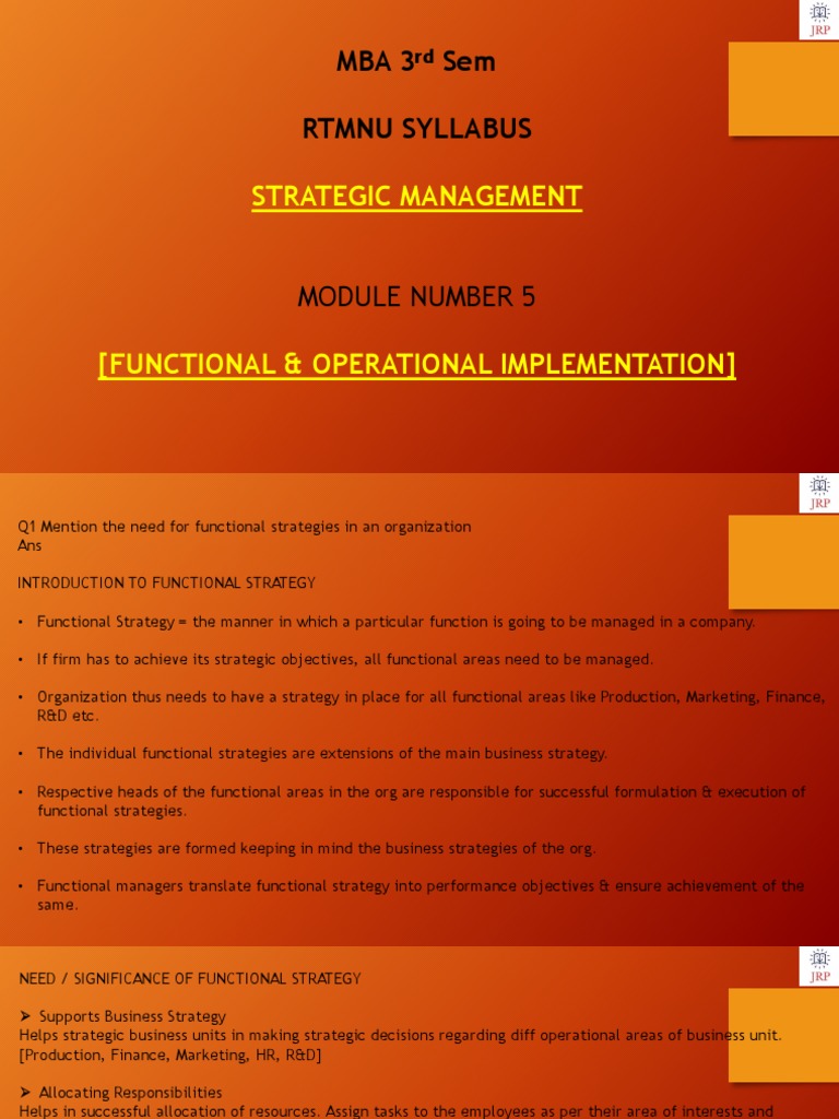 Strategic Management Module 5 | PDF | Strategic Management | Value Chain