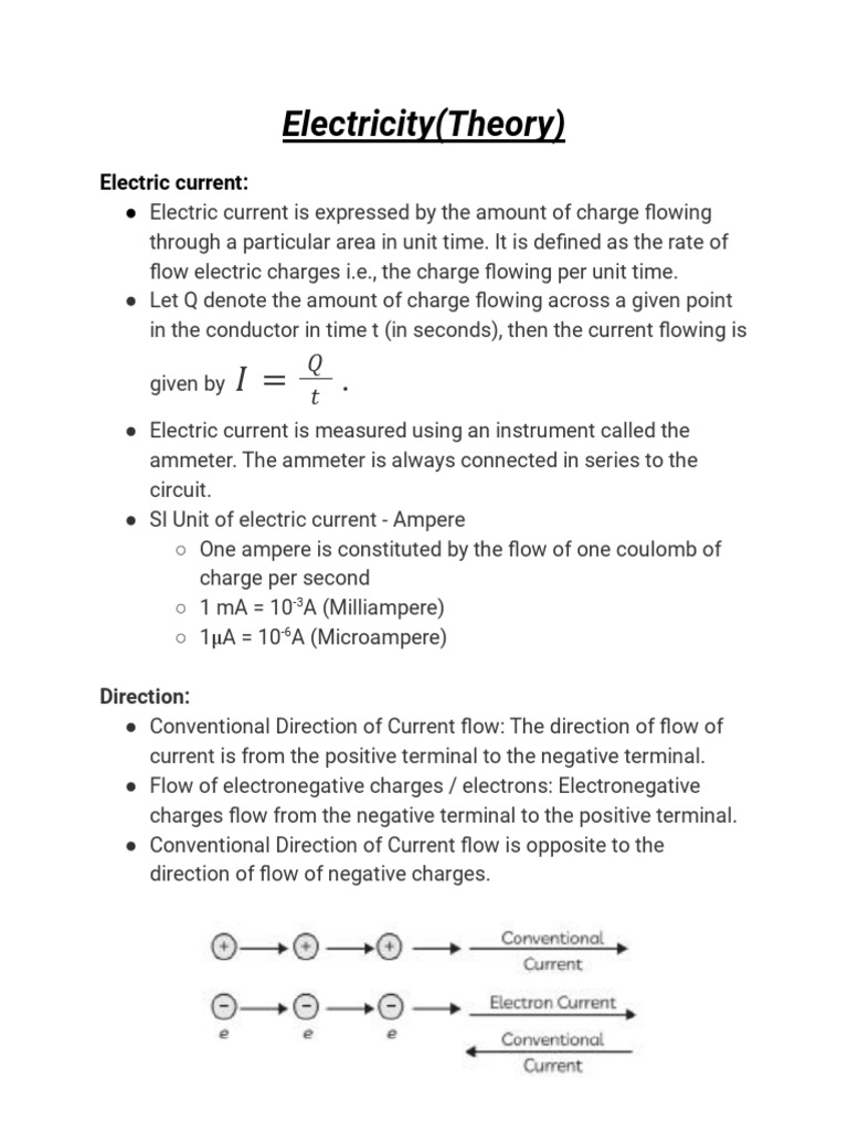 Electricity (Theory&Numericals) | PDF | Voltage | Electric Current