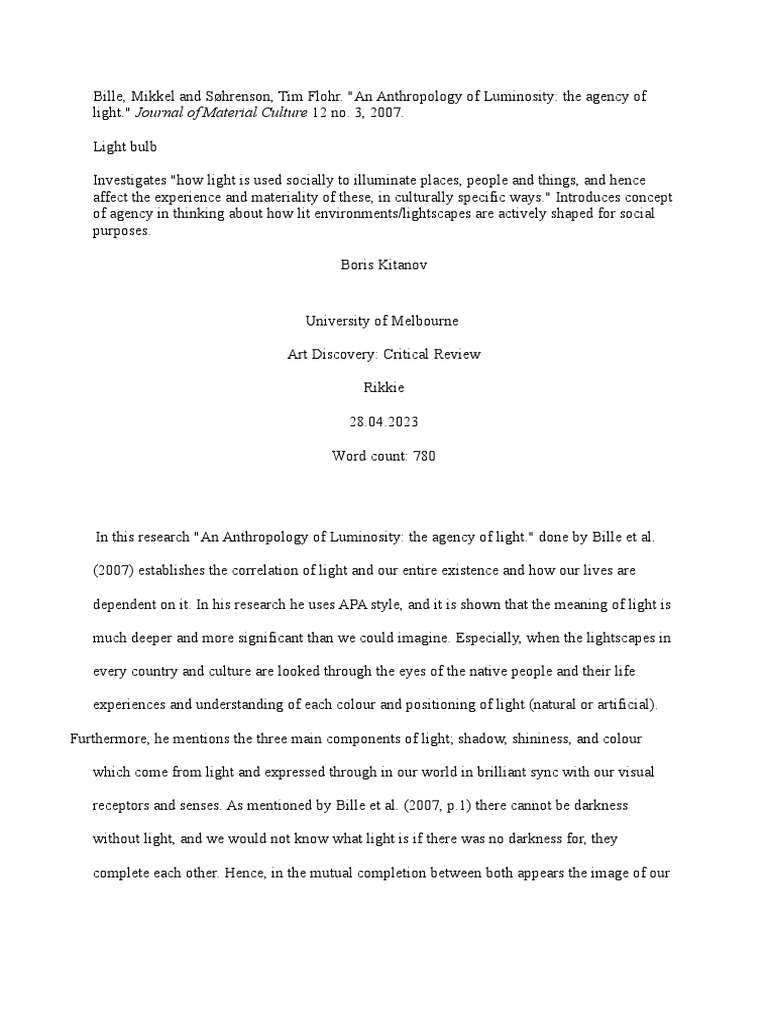 Light Bulb | PDF | Light | Experience