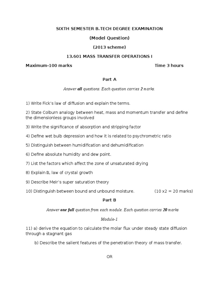 Answer All Questions. Each Question Carries 2 Marks.: Sixth Semester B.Tech Degree Examination ...