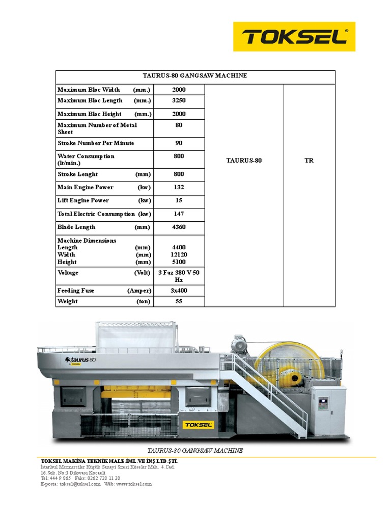 Taurus-80 Gangsaw | Download Free PDF | Bearing (Mechanical) | Electric ...