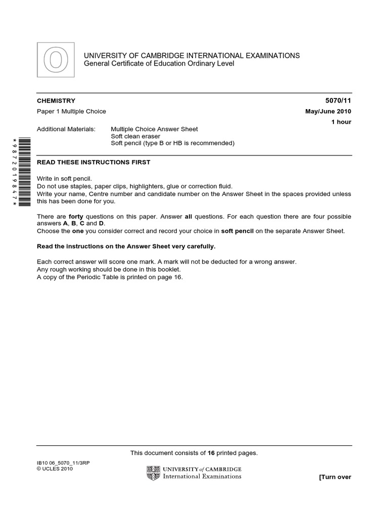 Chemistry p1 o Level 2010-2022 All Variant | PDF | Chemical Reactions ...