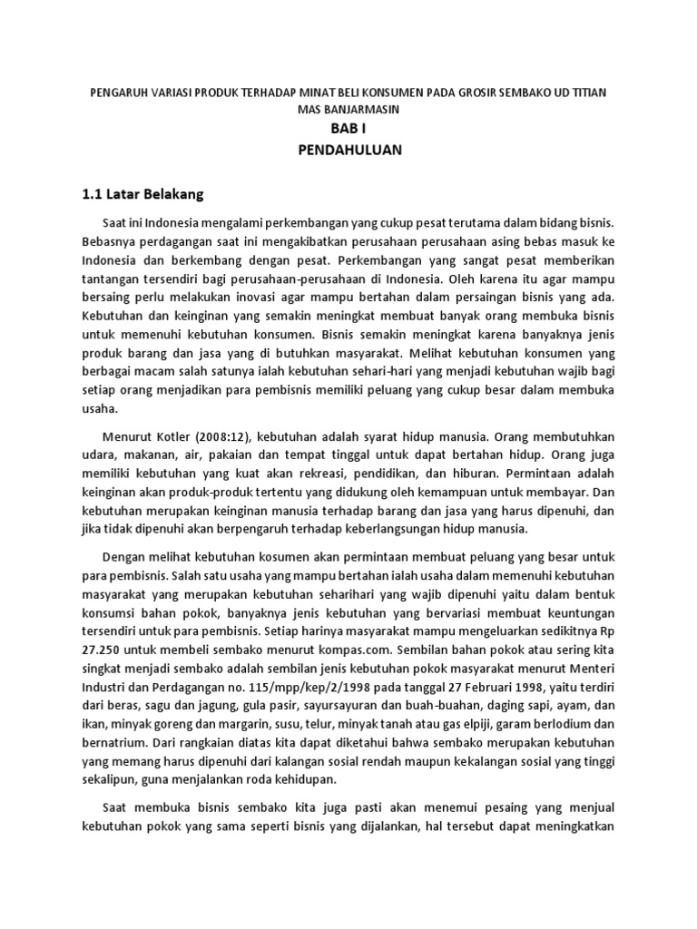 Pengaruh Variasi Produk Sembako | PDF