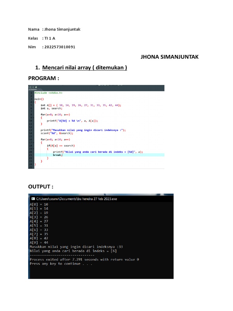 Pencarian Nilai Array di Pemrograman | PDF | Sains & Matematika