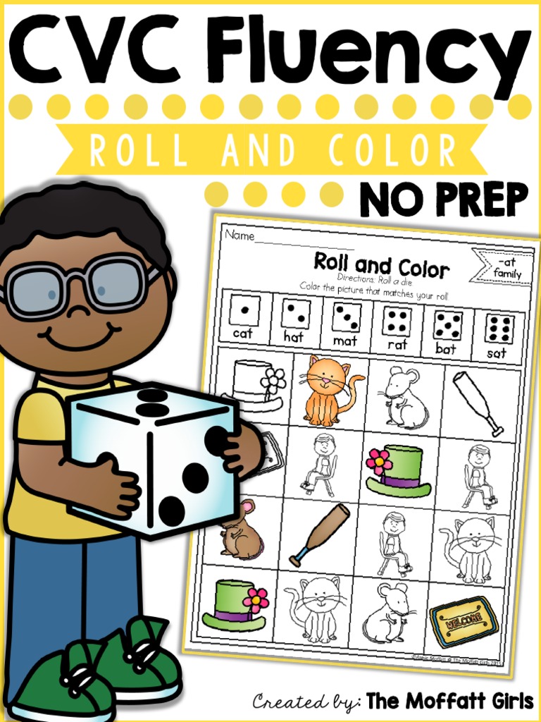 Word Family Dice 25 CVCFluencyRollandColor 2 | PDF