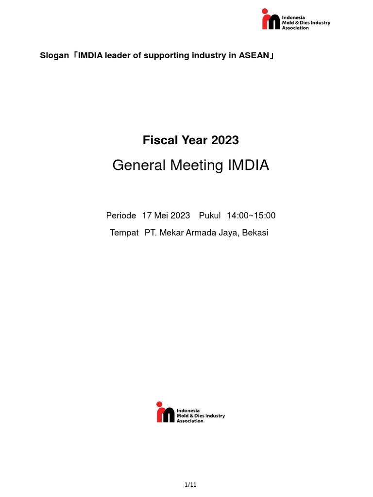 IMDIA General Meeting Application Sheet - 2023 (Ind) | PDF