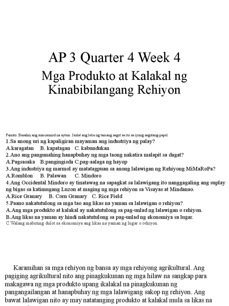 AP 3 Quarter 4 Week 4 | PDF