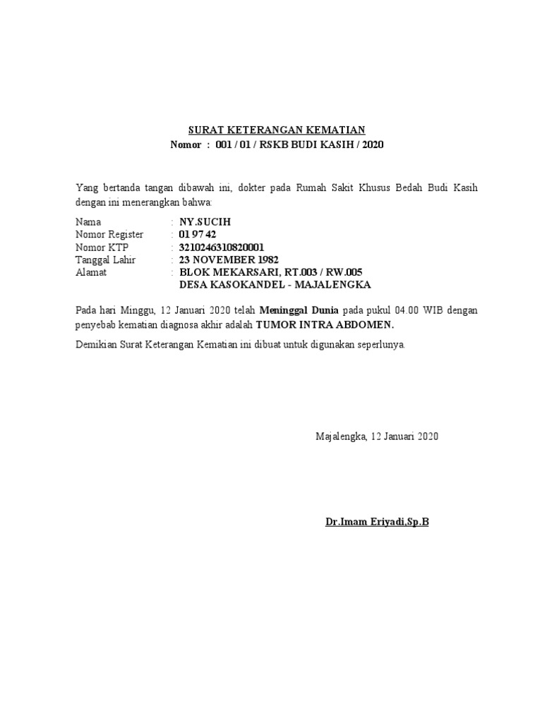 Surat Keterangan Kematian | PDF