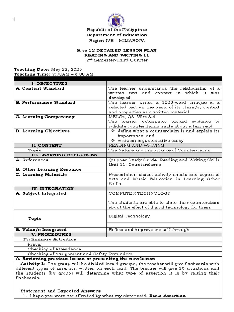 COUNTERCLAIMS | PDF | Learning | Teachers