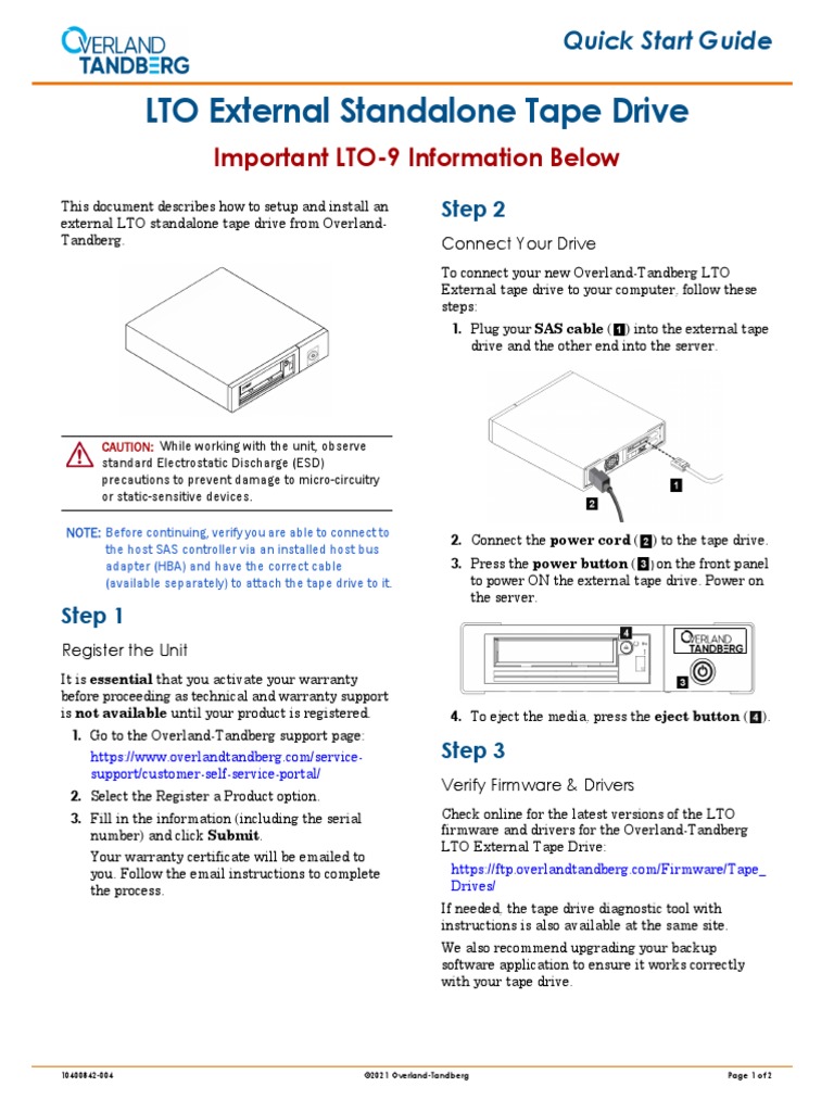 LTO External Standalone Tape Drive Quick Start Guide | PDF | Software ...