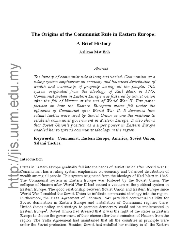 The Origins of The Communist Rule in Eastern Europe: A Brief History ...
