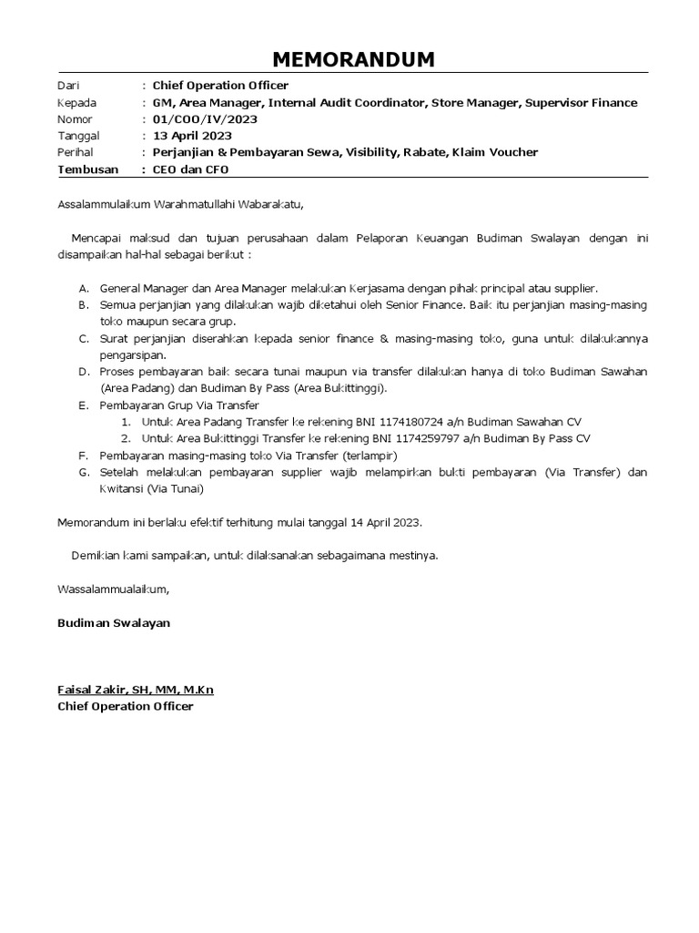 Memorandum Perjanjian Supplier | PDF